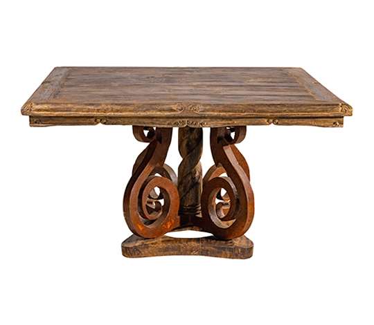 Square Dining Table Top 52" Iron Base Greystone Finish | The Arrangement