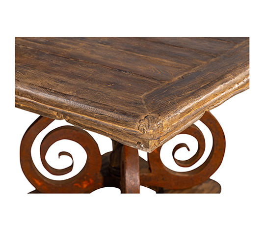 Square Dining Table Top 52" Iron Base Greystone Finish | The Arrangement